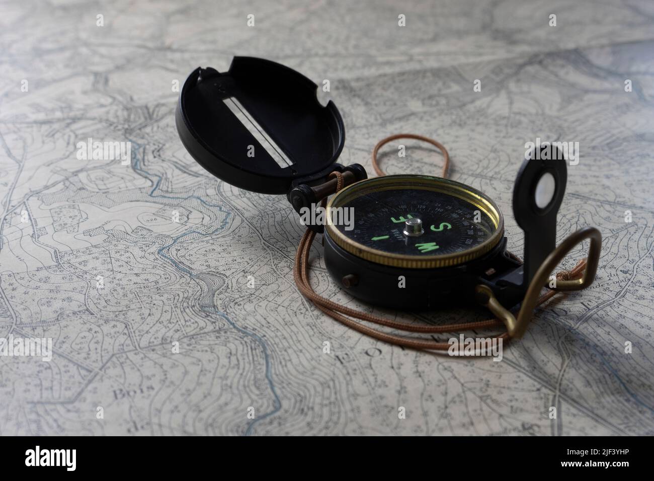 a compass on a map Stock Photo - Alamy