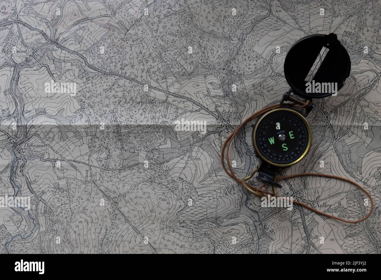 a compass on a map Stock Photo - Alamy