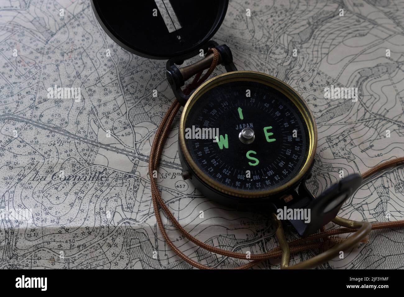 a compass on a map Stock Photo - Alamy