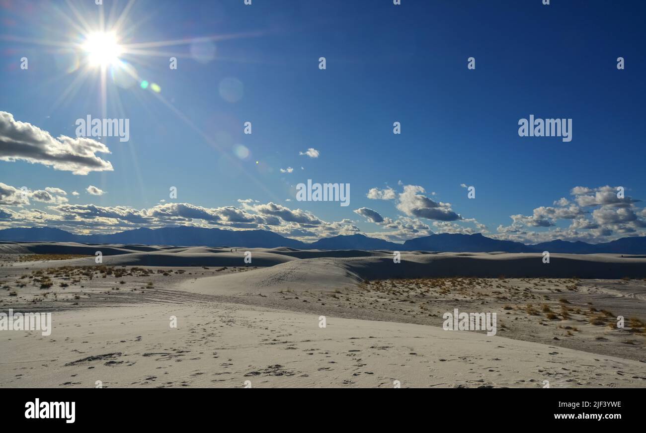Desert landscape of gypsum dunes in White Sands National Monument in ...