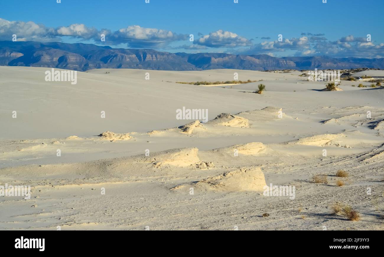 Desert landscape of gypsum dunes in White Sands National Monument in ...