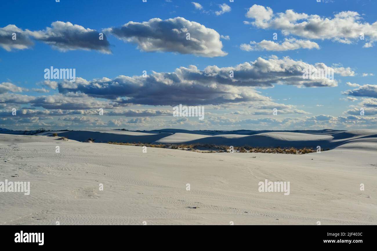 Desert landscape of gypsum dunes in White Sands National Monument in ...
