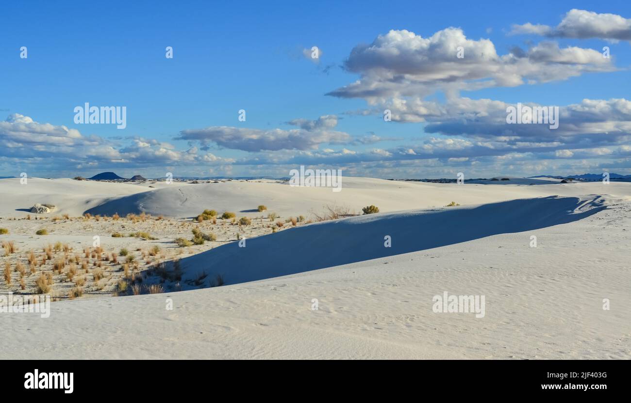 Desert landscape of gypsum dunes in White Sands National Monument in ...