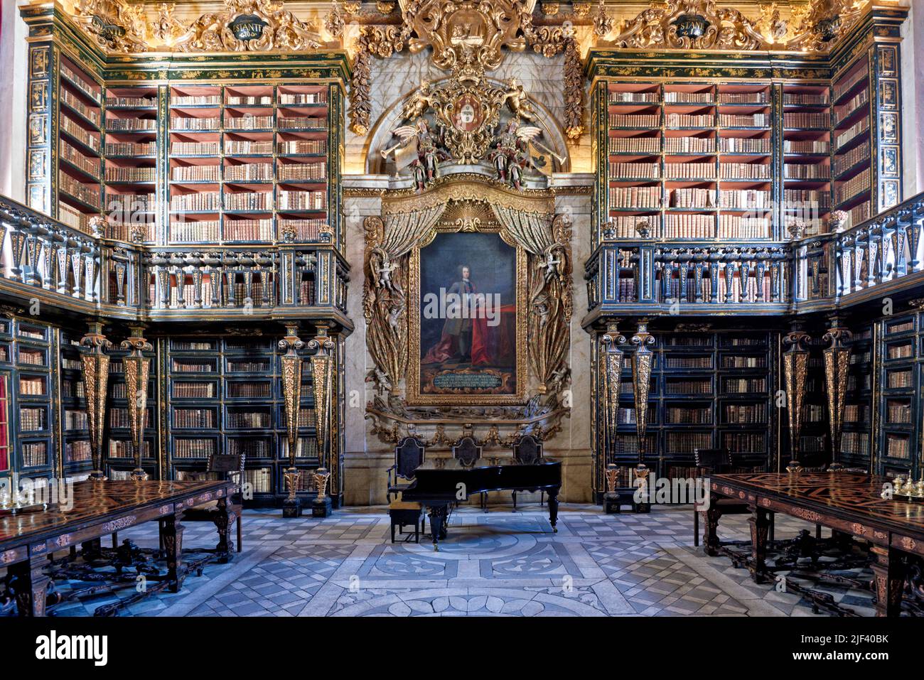 View of the portrait of King John V of Portugal inside the Biblioteca ...