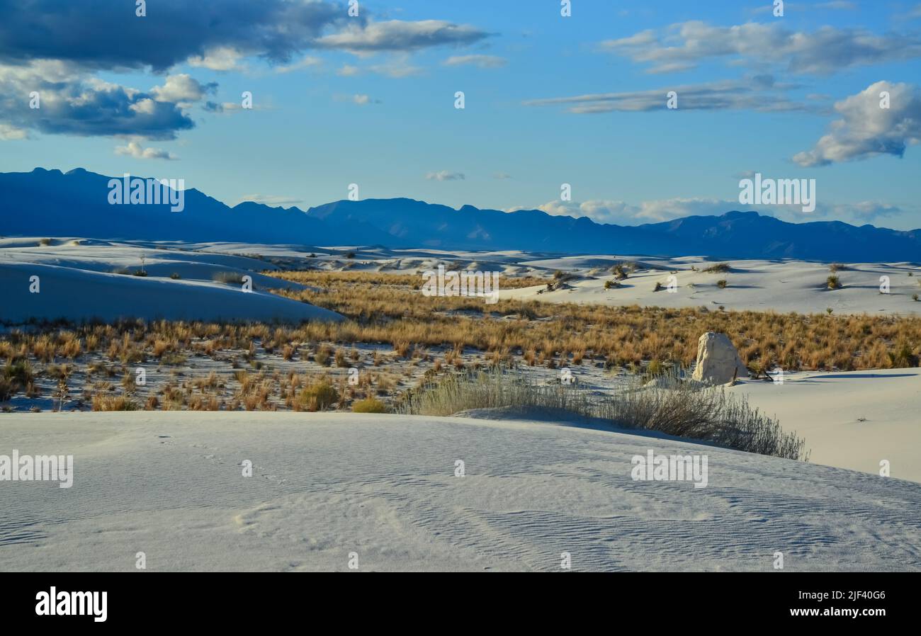 Desert landscape of gypsum dunes in White Sands National Monument in ...