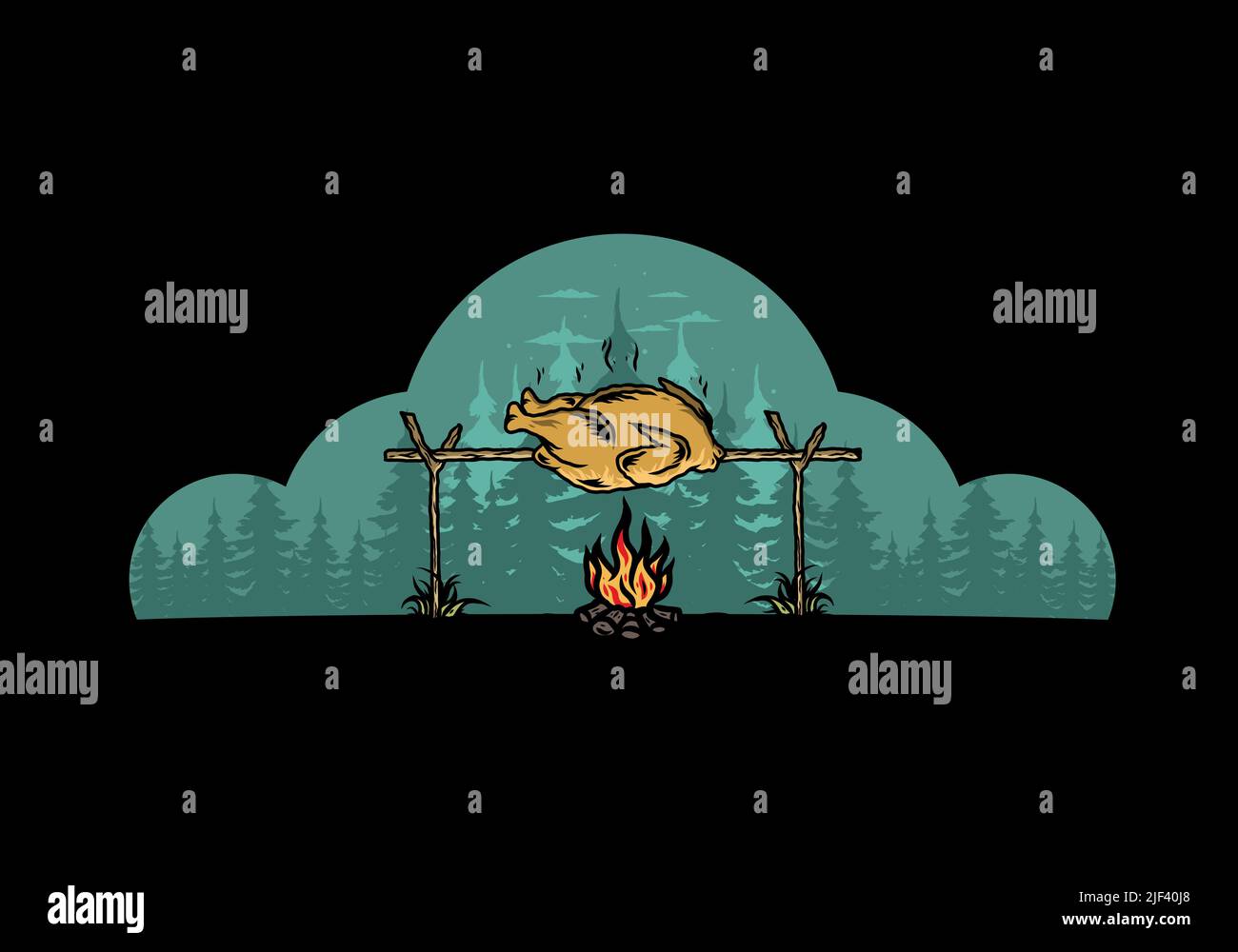 Roast over fire Stock Vector Images - Alamy