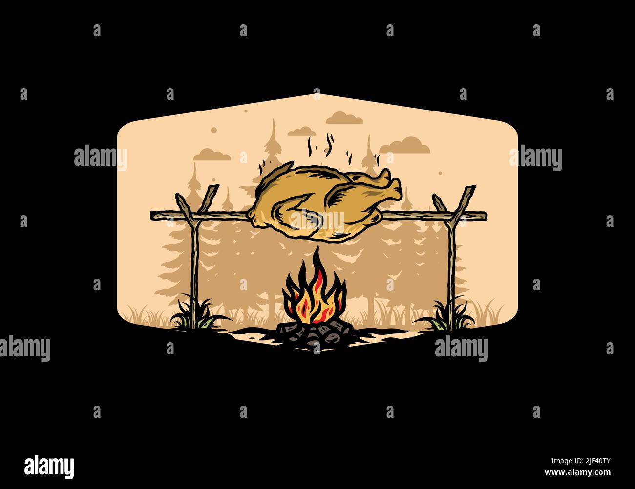 Burning a chicken Stock Vector Images - Alamy
