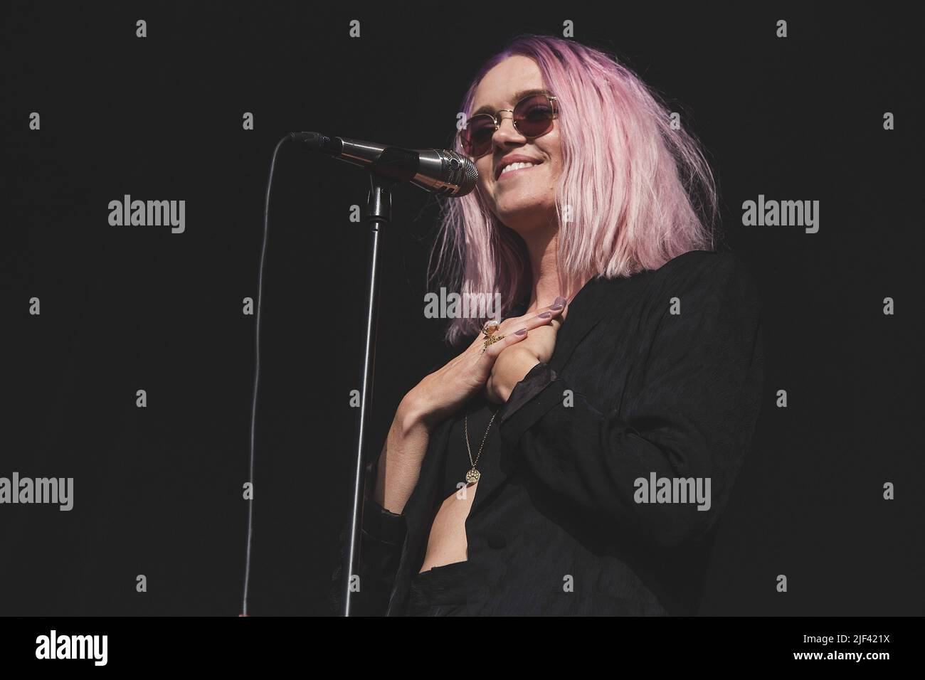 Ana Diaz performs live on stage at Popaganda Festival in Stockholm ...