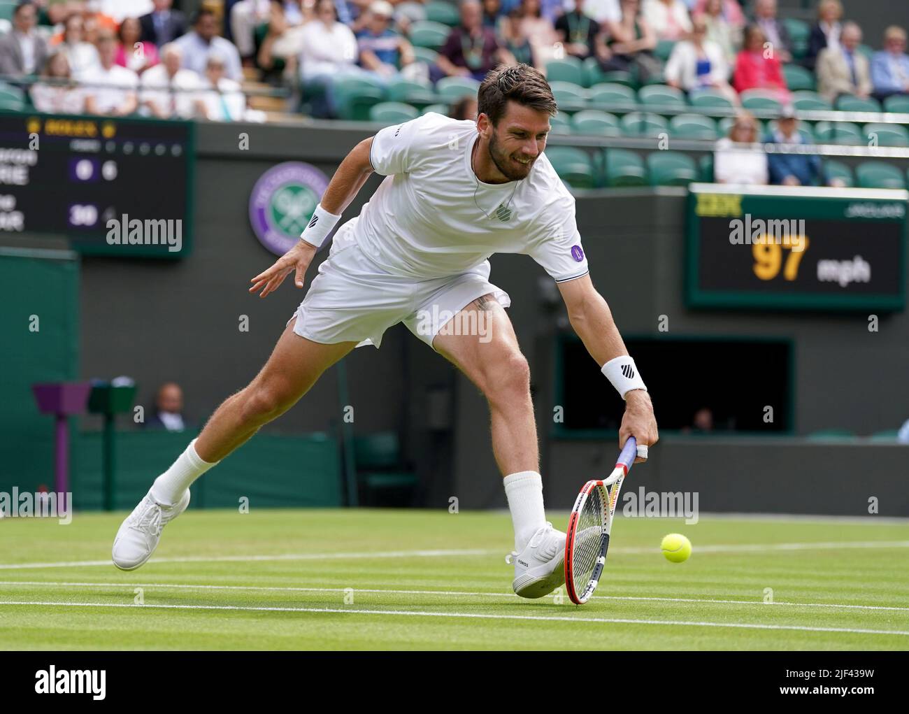 Cameron Norrie in action against Jaume Munar on day three of the 2022 ...