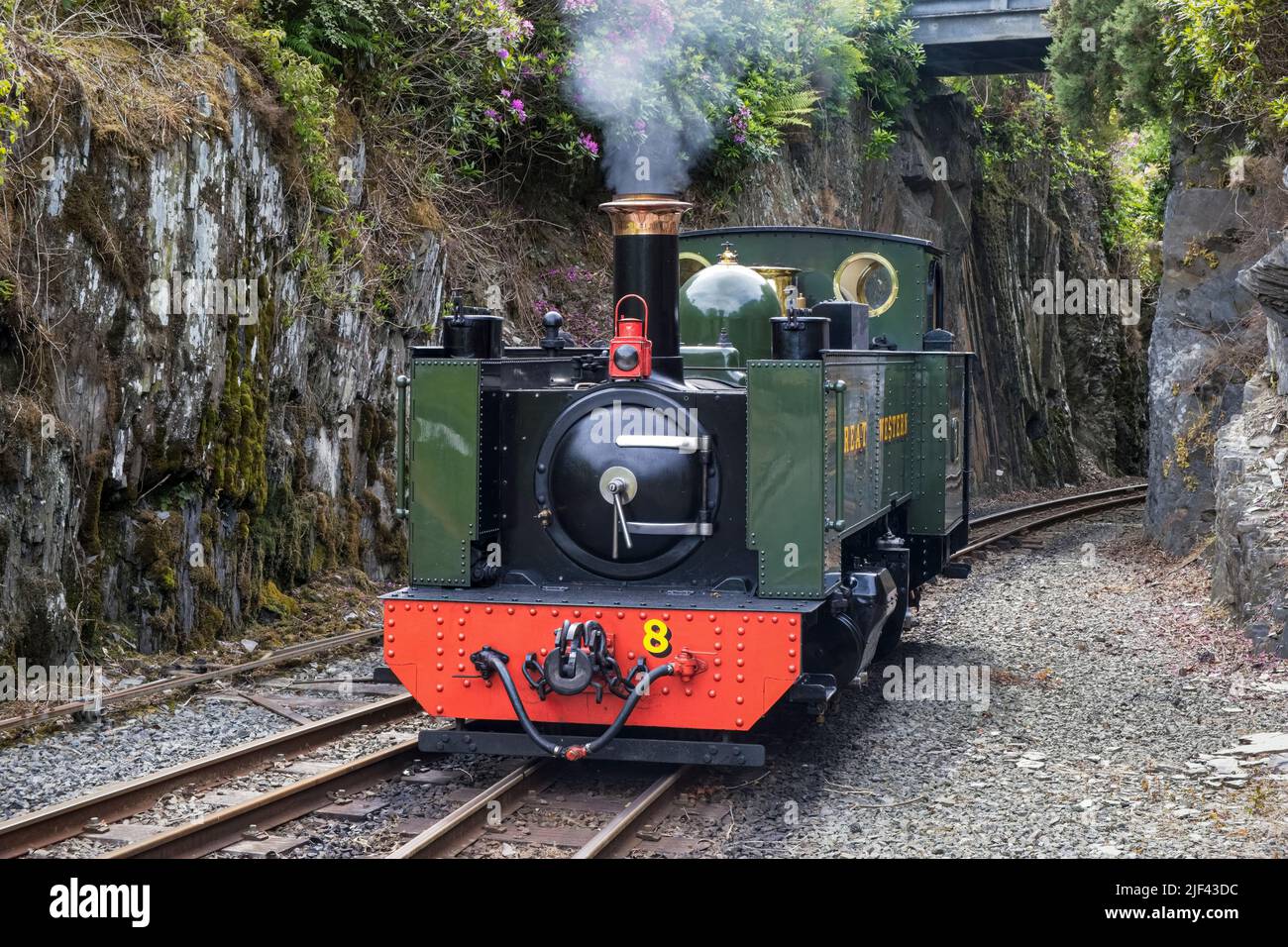 A steam engine at Devil's Bridge station on the Vale of Rheidol Railway ...
