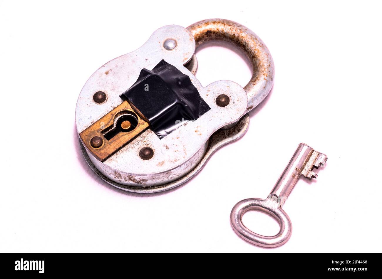 Old Antique Vintage Padlock on a White Background Stock Photo - Alamy