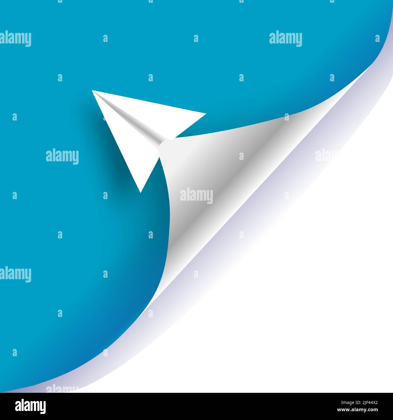 Paper airplane turning page vector illustration. Paper airplane curling ...