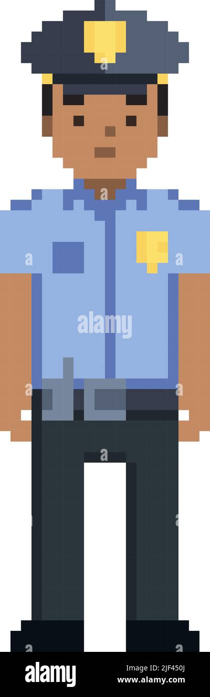 Policeman pixel game style illustration. Cop vector pixel art design. 8 ...