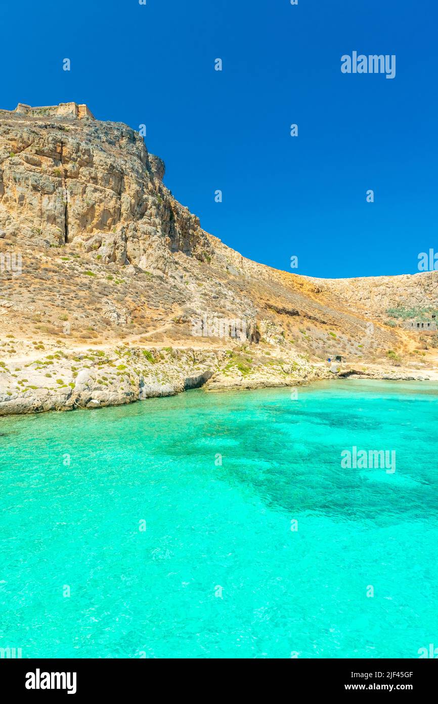 Amazing crystal clear water on the shoreline of Gramvousa Island, Crete ...