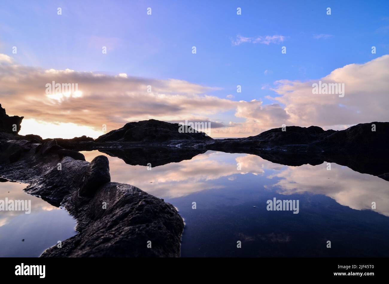 Sun Setting on the Atlantic Ocean in Tenerife Canary Island Spain Stock ...