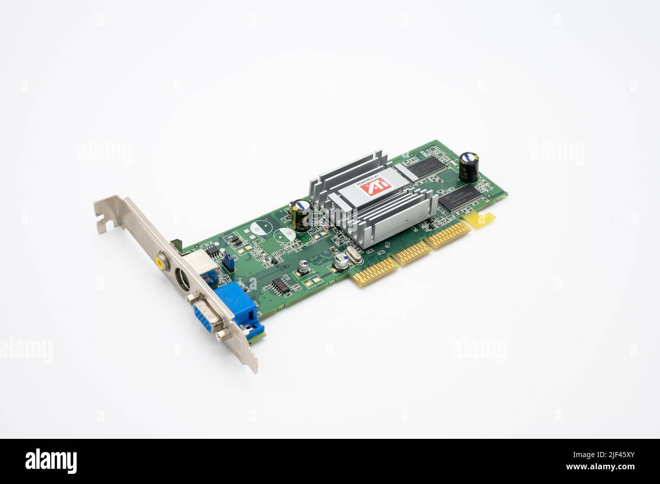 Old graphic card on white background. It is a model with passive ...
