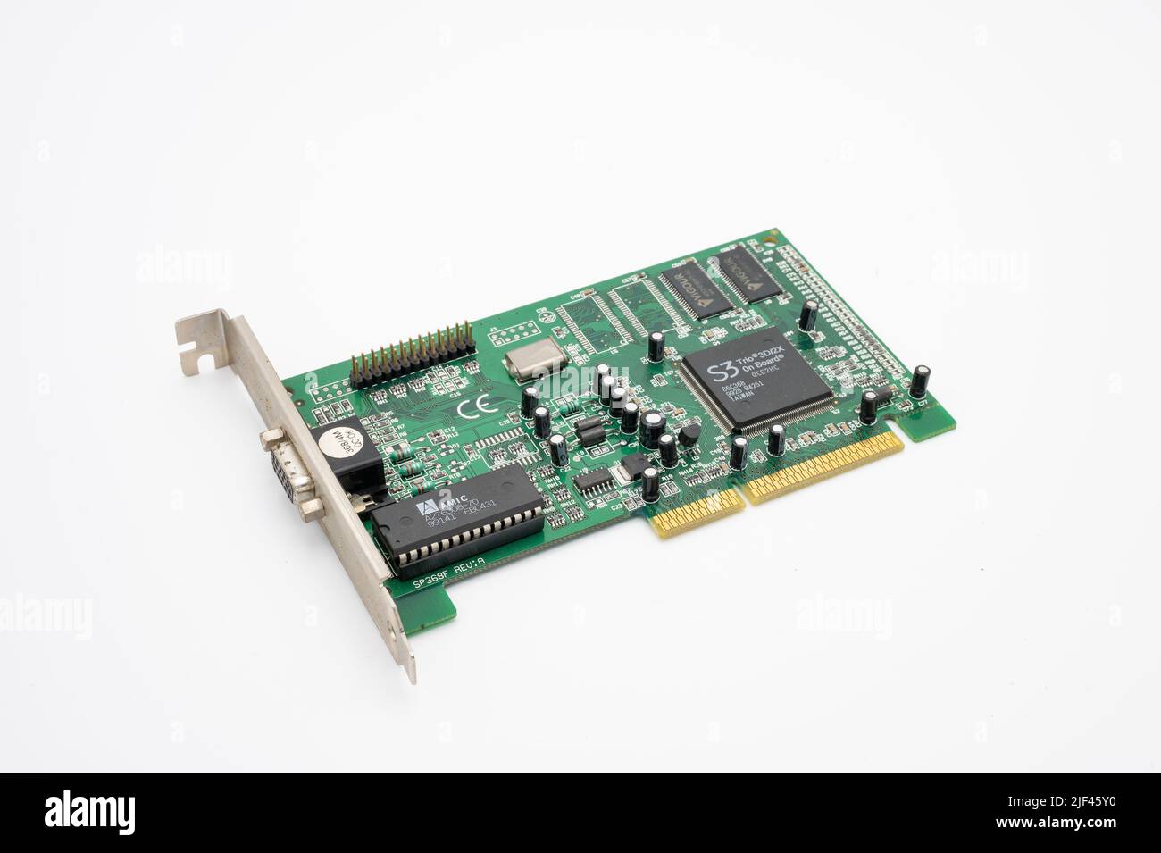 Old graphic card on white background. It is a model with passive ...