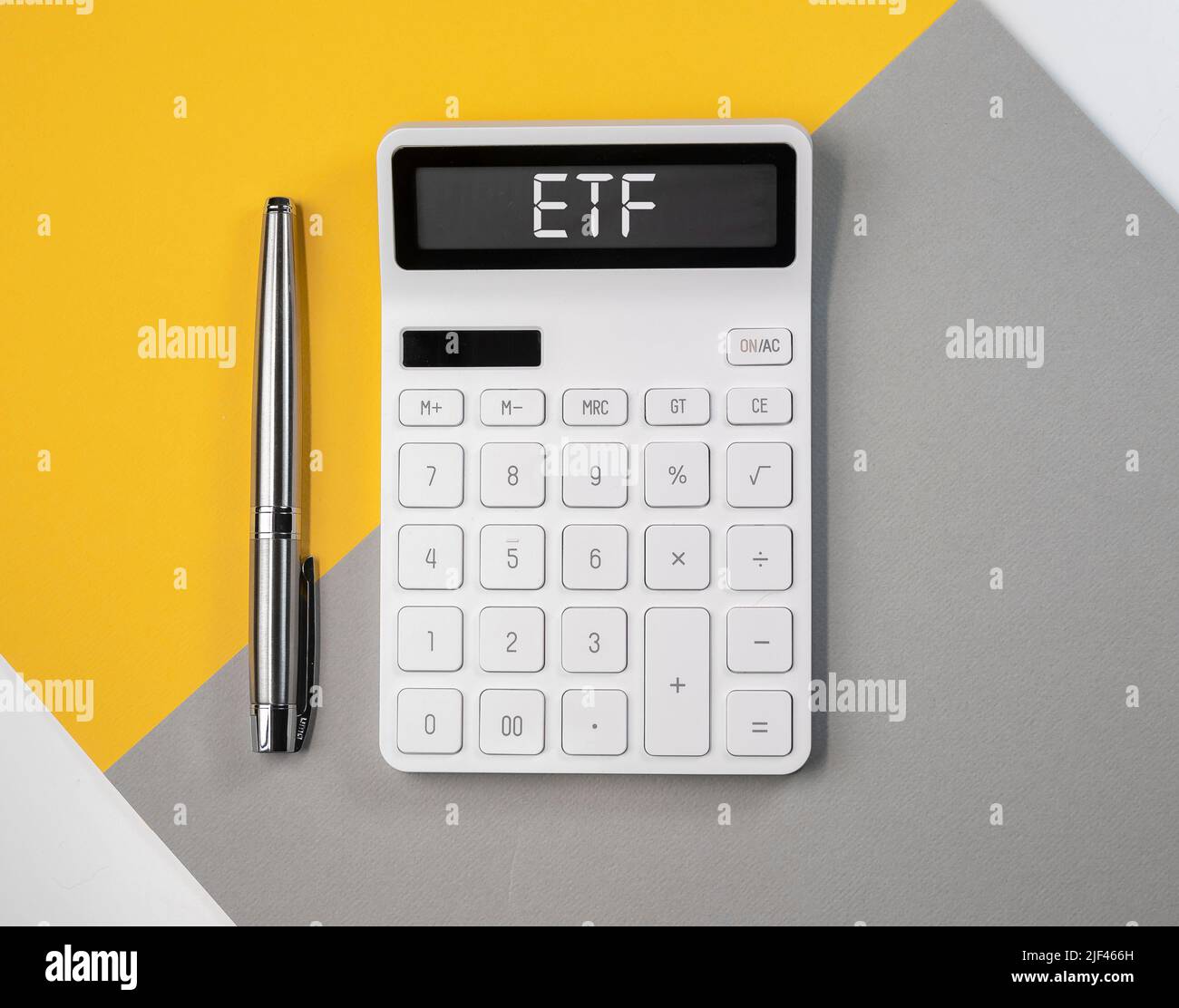 ETF analysis concept. Word on calculator. High quality photo Stock Photo - Alamy
