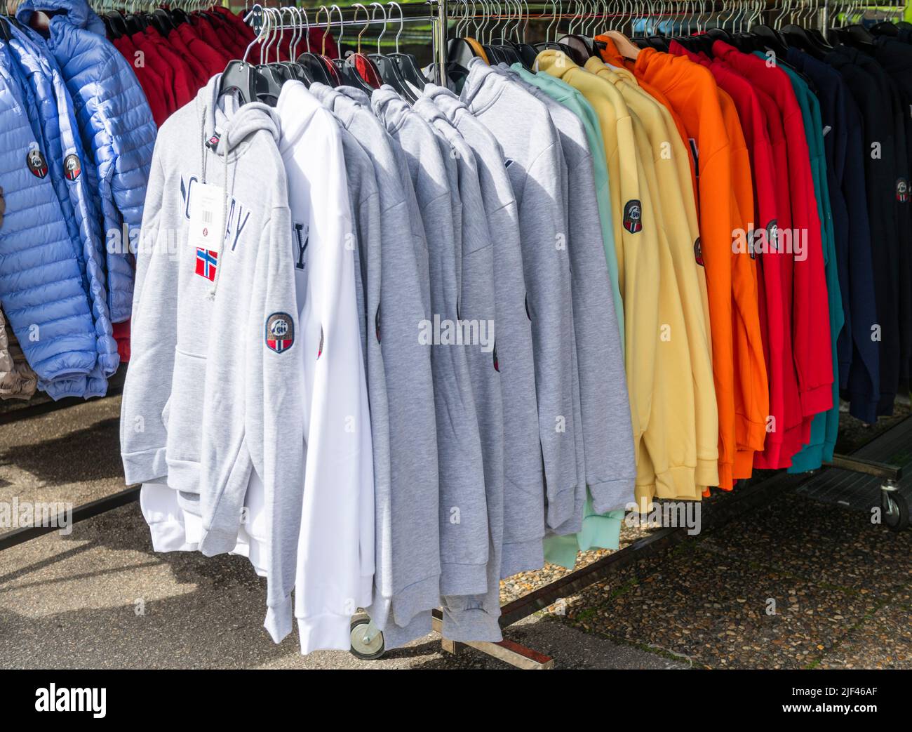 Colourful display of Norwegian clothes, Olden Norway Stock Photo - Alamy
