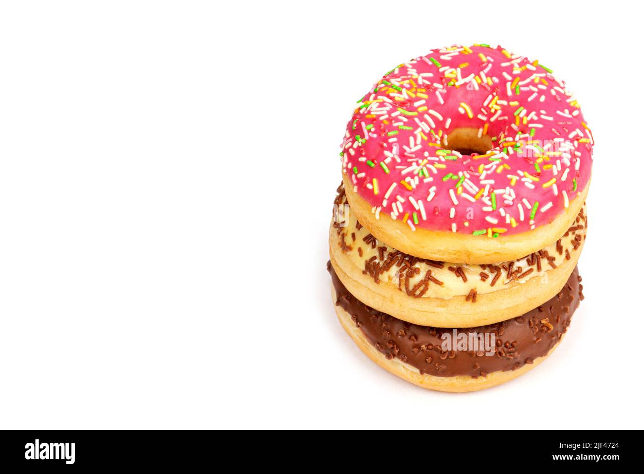 A stack of assorted donuts on white background Stock Photo - Alamy