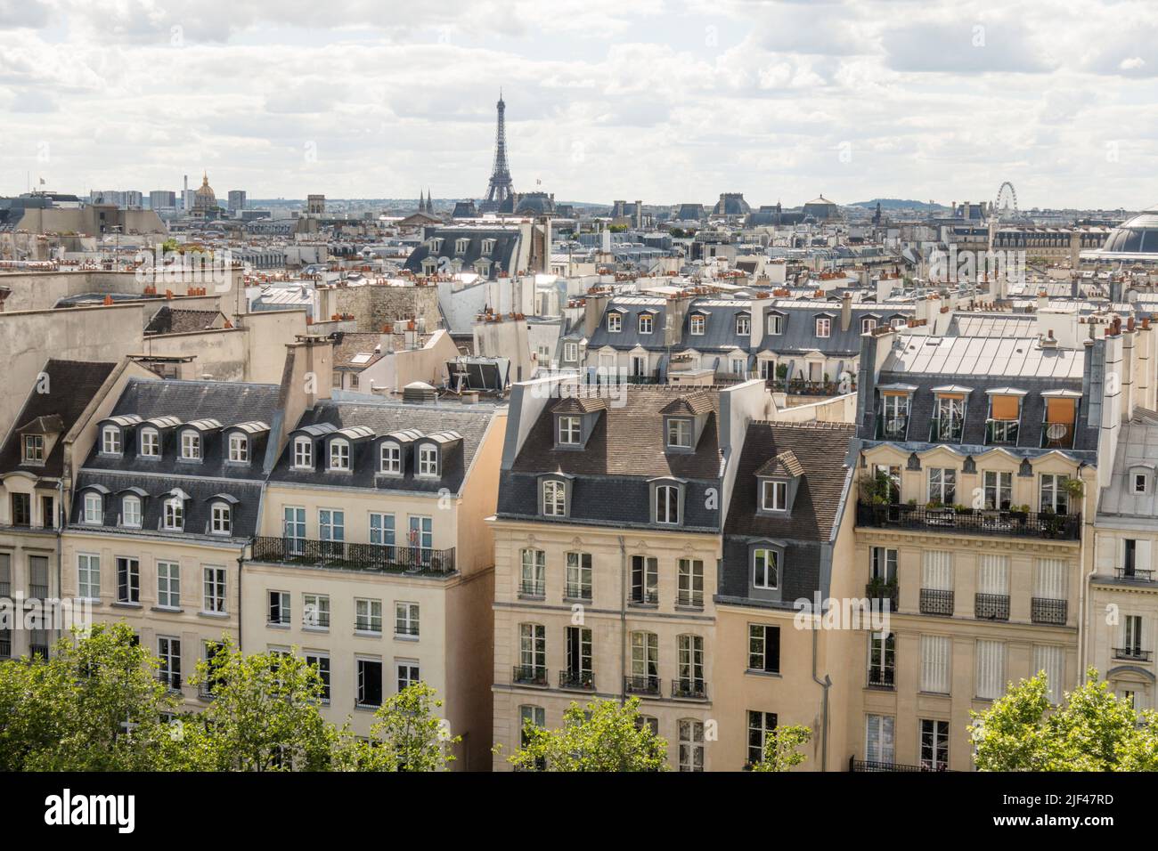 View of typical parisian buildings from the Pompidou Centre in the with ...