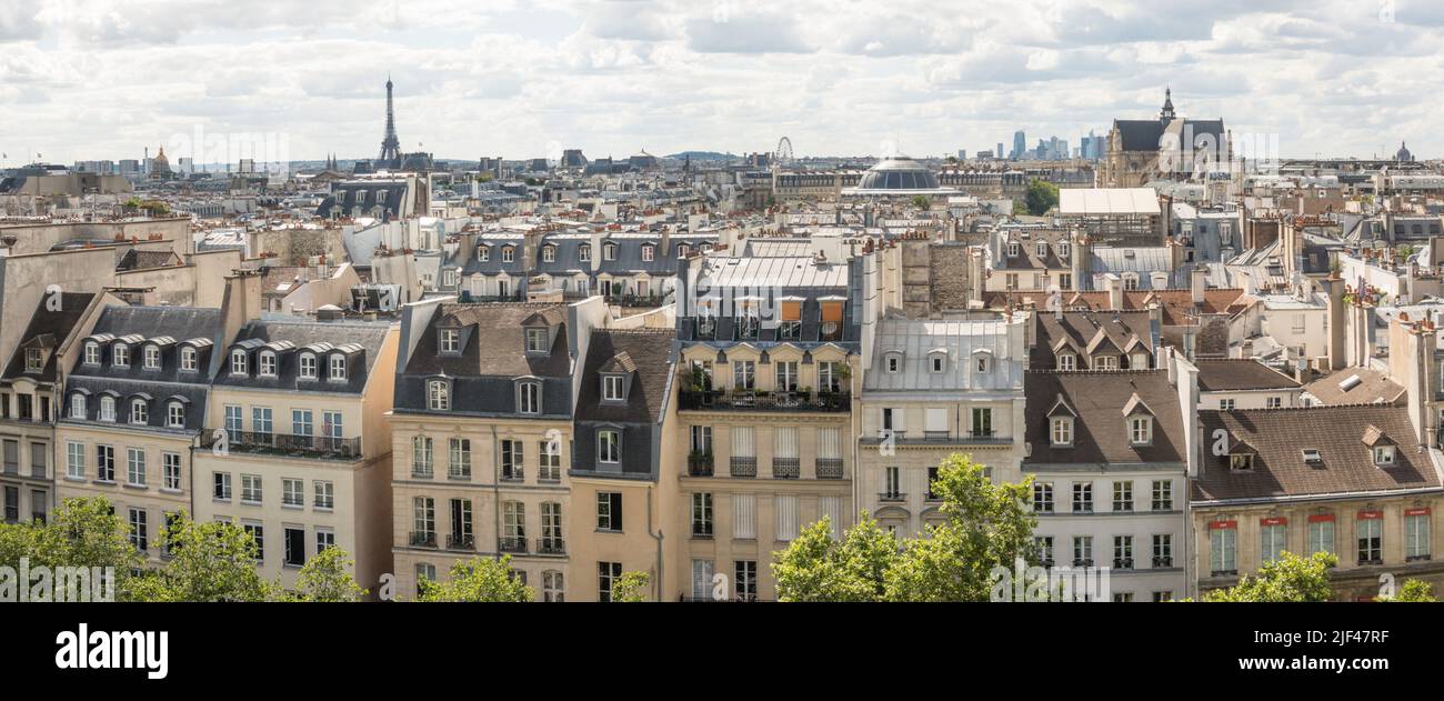 View of typical parisian buildings from the Pompidou Centre in the with ...
