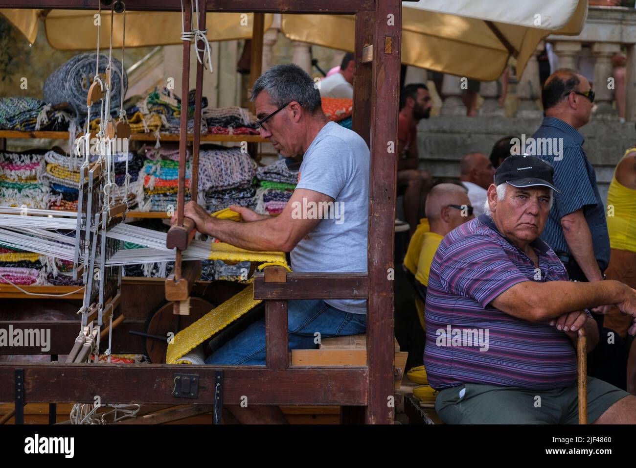 Siggiewi, Malta. 29th June, 2022. A man weaves during the traditional ...