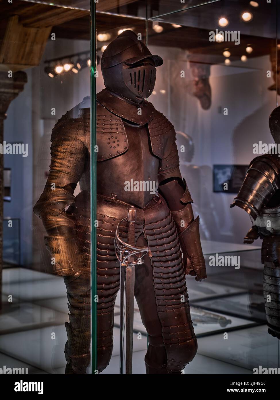 Old metal armor in Hohensalzburg Fortress, Salzburg, Austria Stock ...