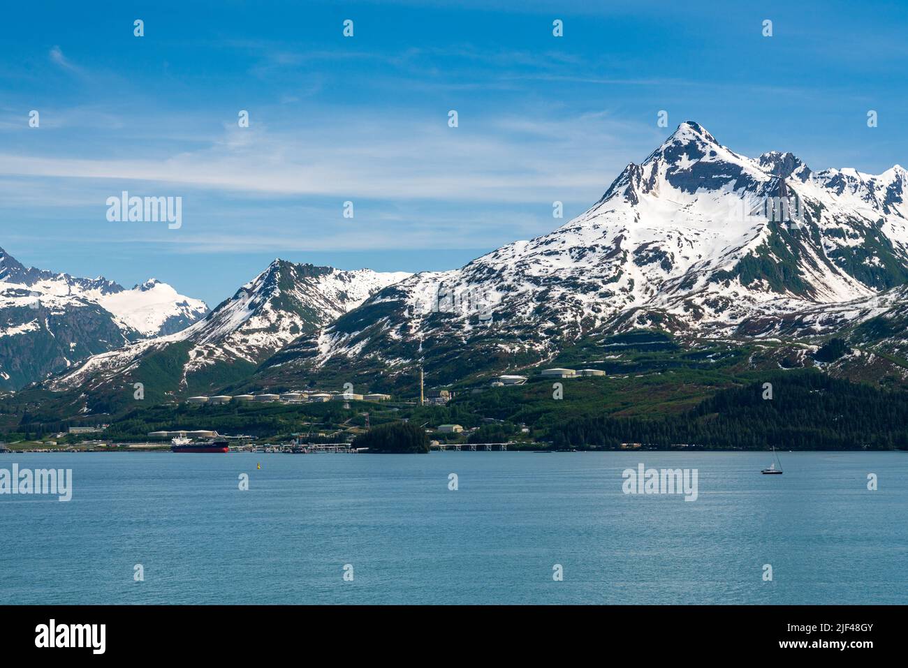 Terminal of the Trans Alaska pipeline and oil storage facility in ...
