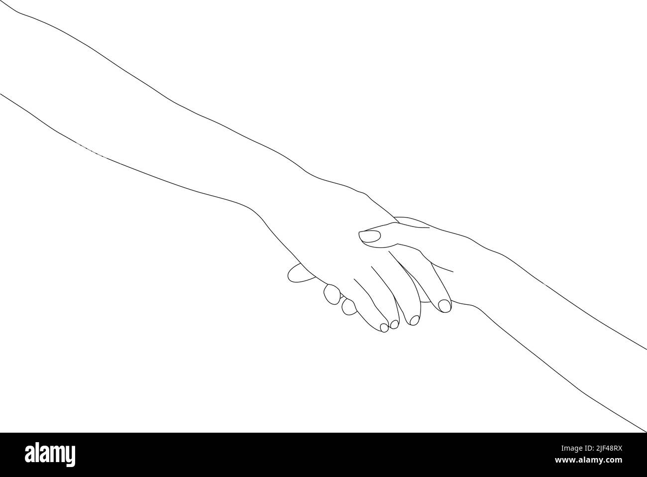 Holding hands. Palms in one line. Hands on a white isolated background ...