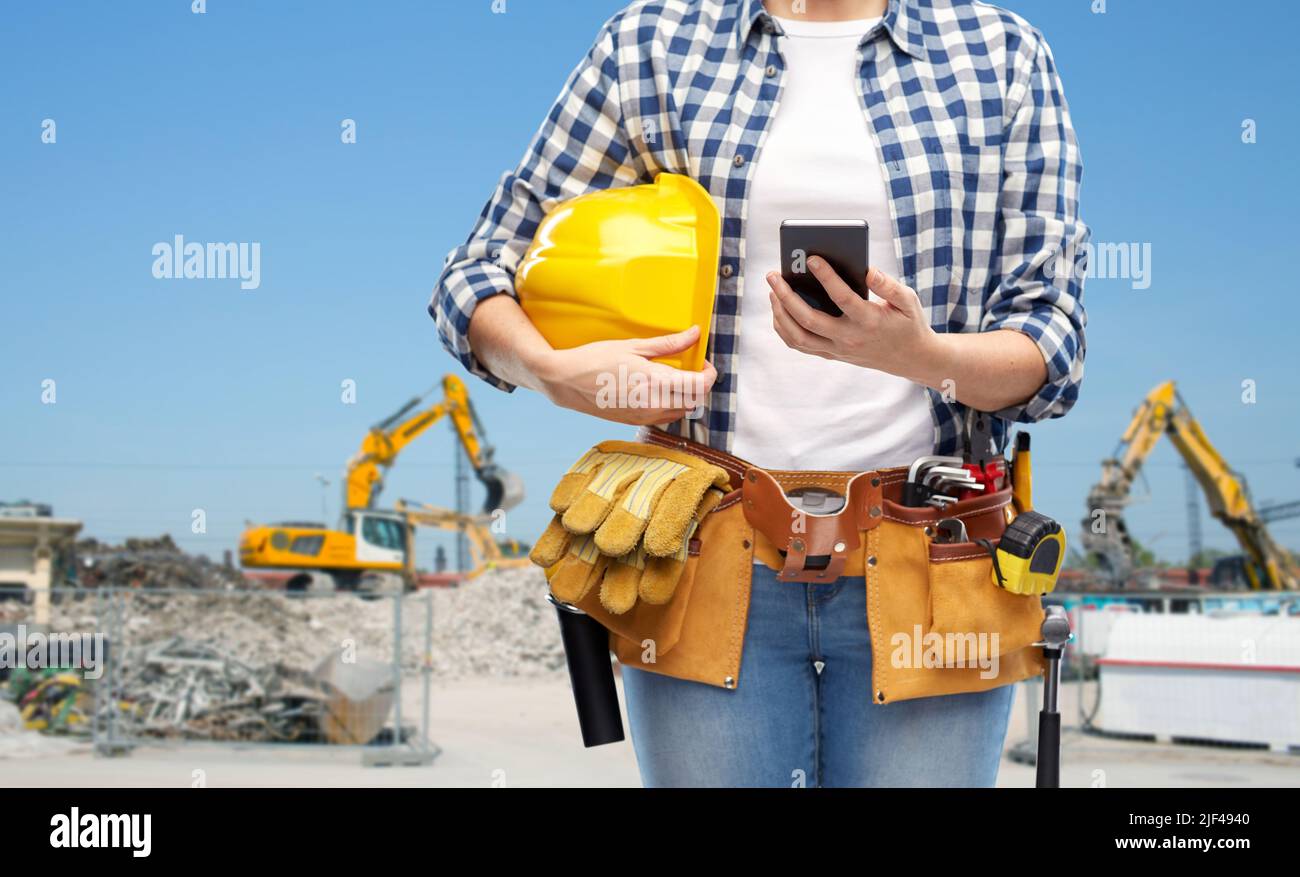 Builder smartphone construction site hi-res stock photography and ...