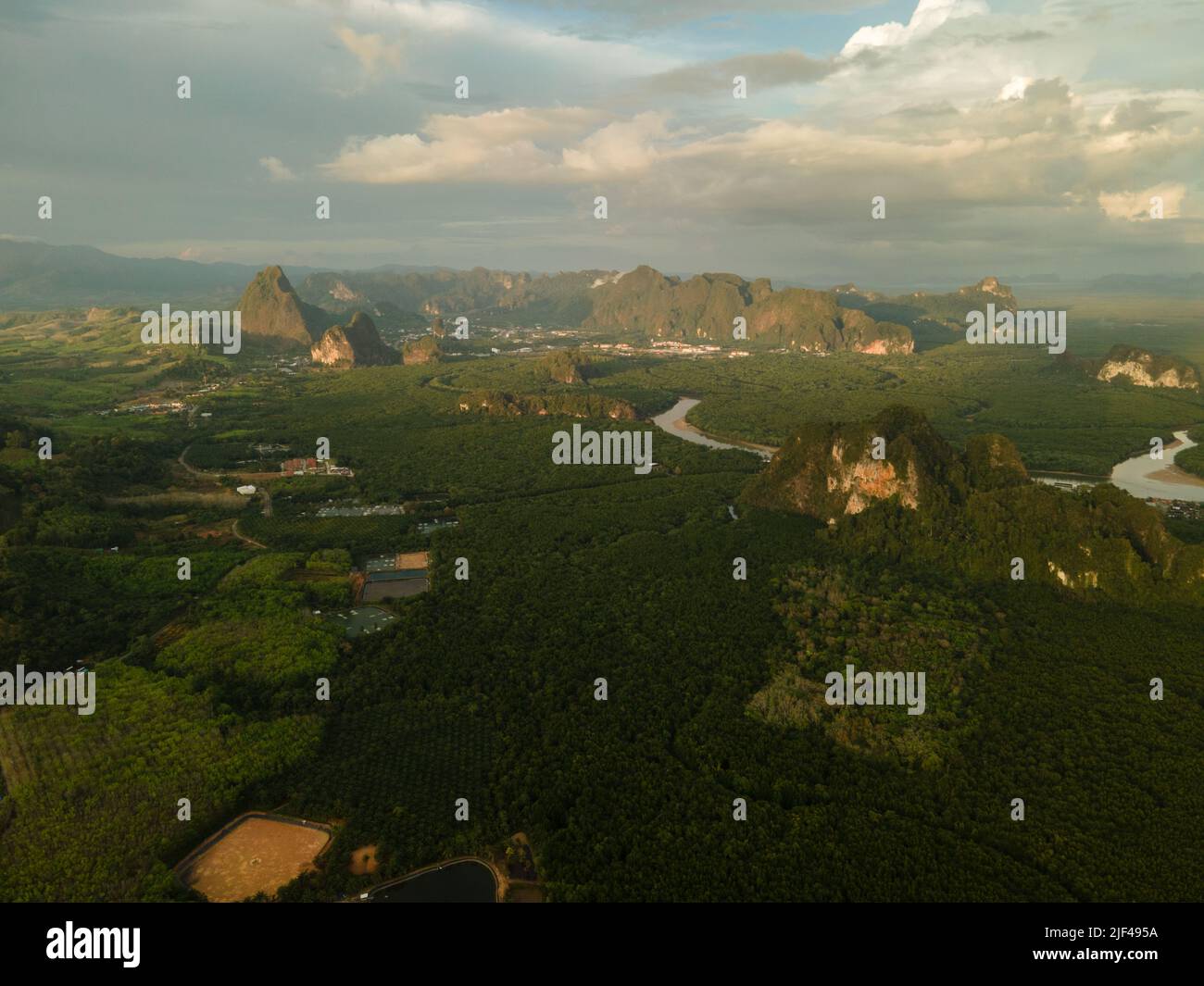 Aerial view of the Phang Nga mangroves at sunset Stock Photo - Alamy