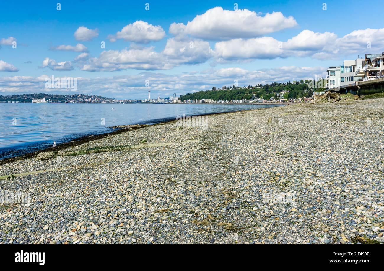 A view of Alki Beach from a point in West Seattle Stock Photo - Alamy