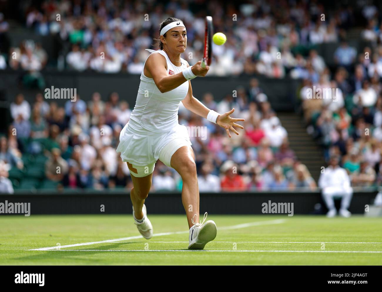 Caroline Garcia in action against Emma Raducanu during day three of the ...