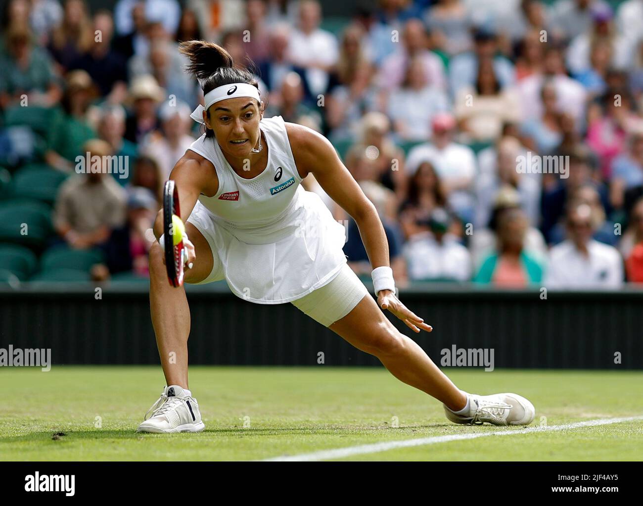 Caroline Garcia in action against Emma Raducanu during day three of the ...