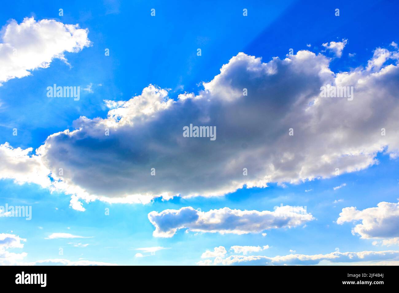 Blue sky with white clouds beautiful cloudscape and background in Loxstedt Cuxhaven Lower Saxony ...