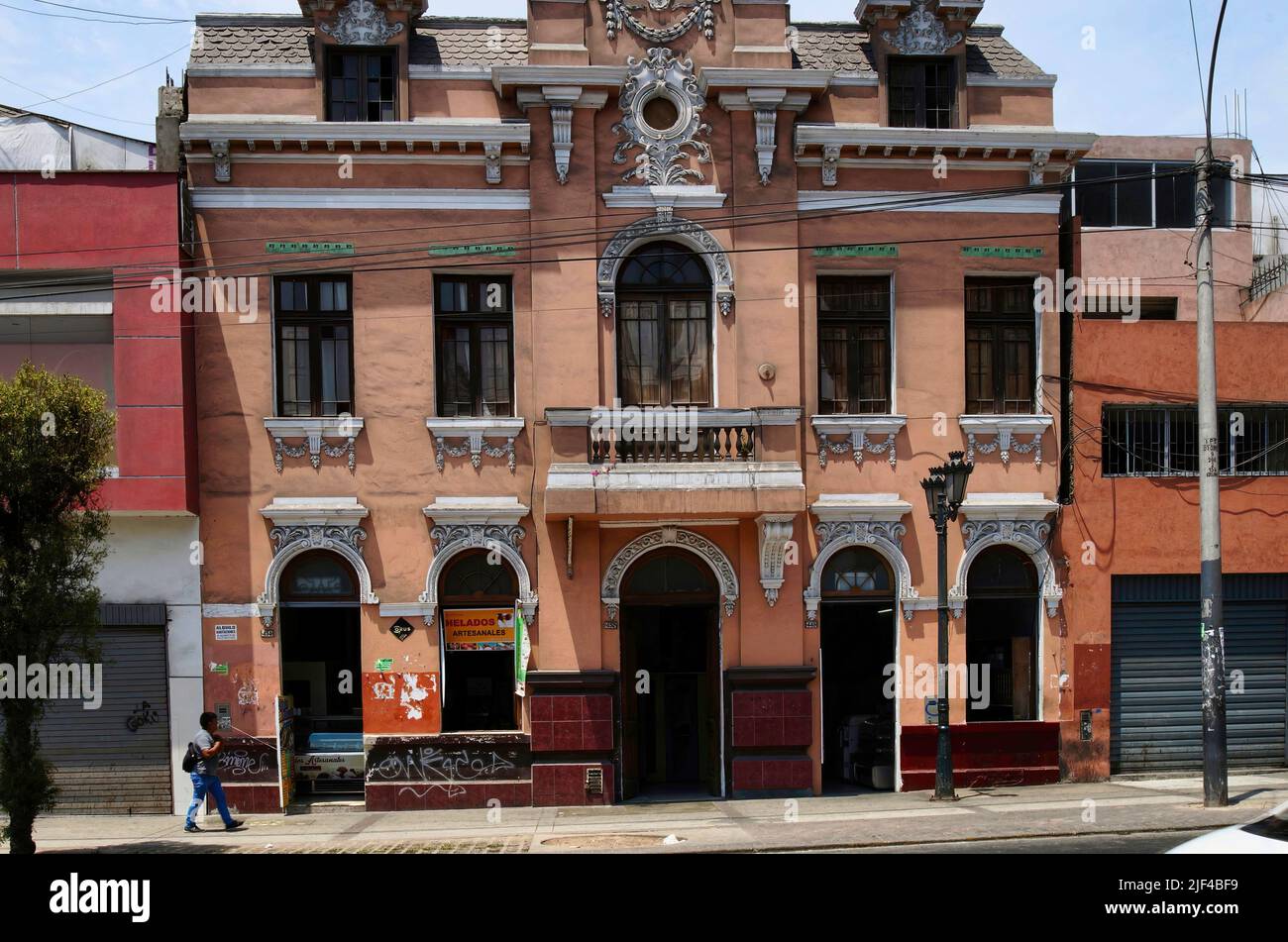 Some characteristic and colorful houses of Lima, the capital of Peru ...