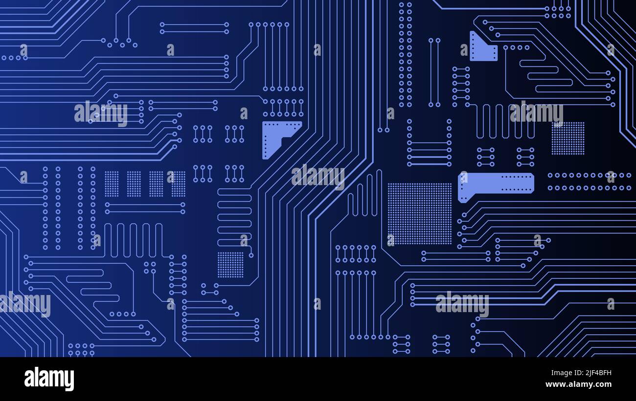 Abstract circuit board tech background. Electronic PCB blue vector ...