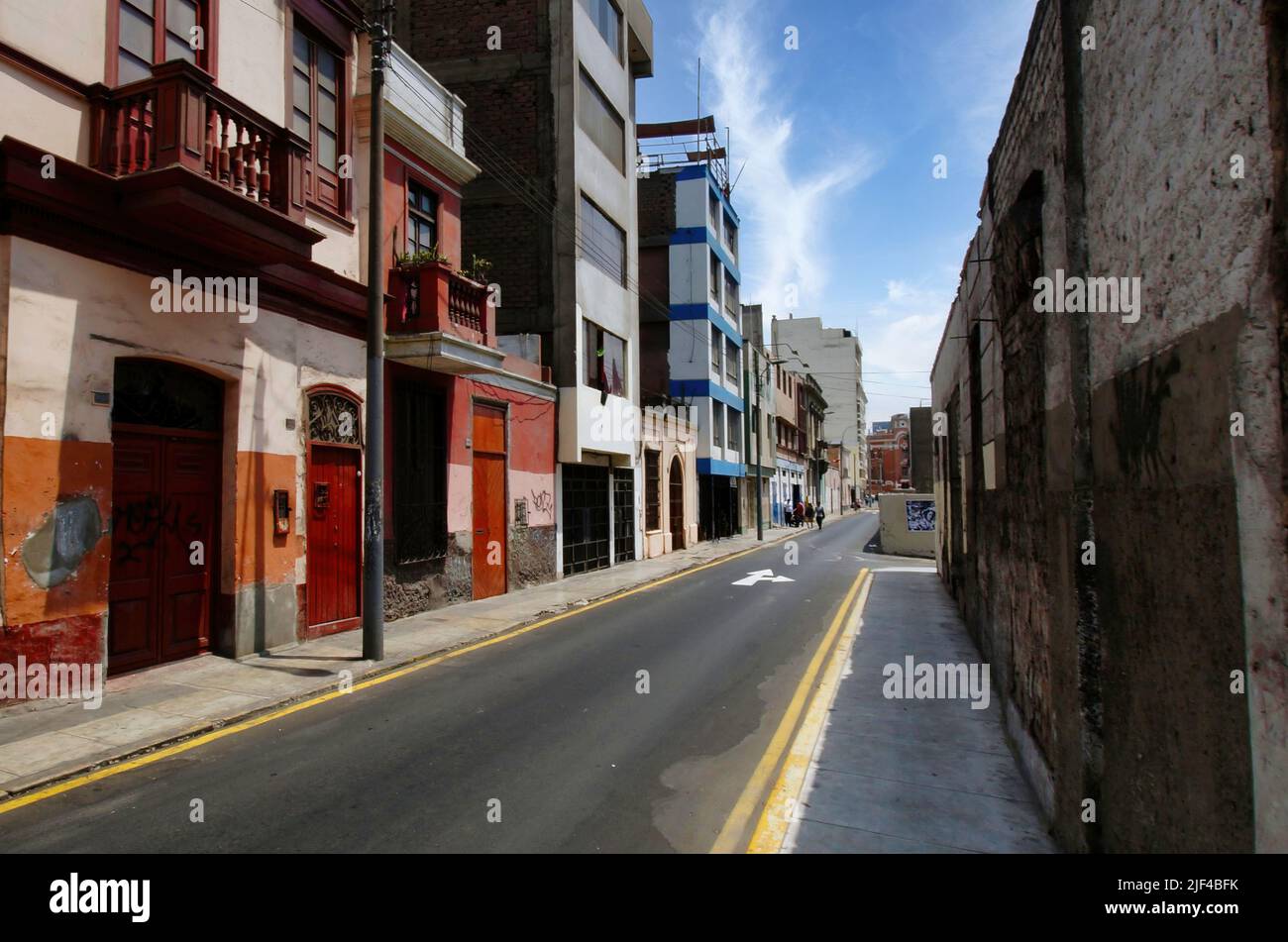 Some characteristic and colorful houses of Lima, the capital of Peru ...