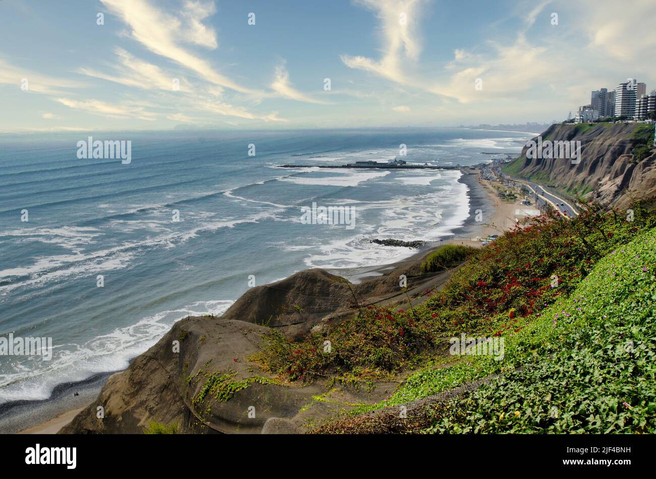 The part of Lima overlooking the Pacific Ocean is the Miraflores one of ...