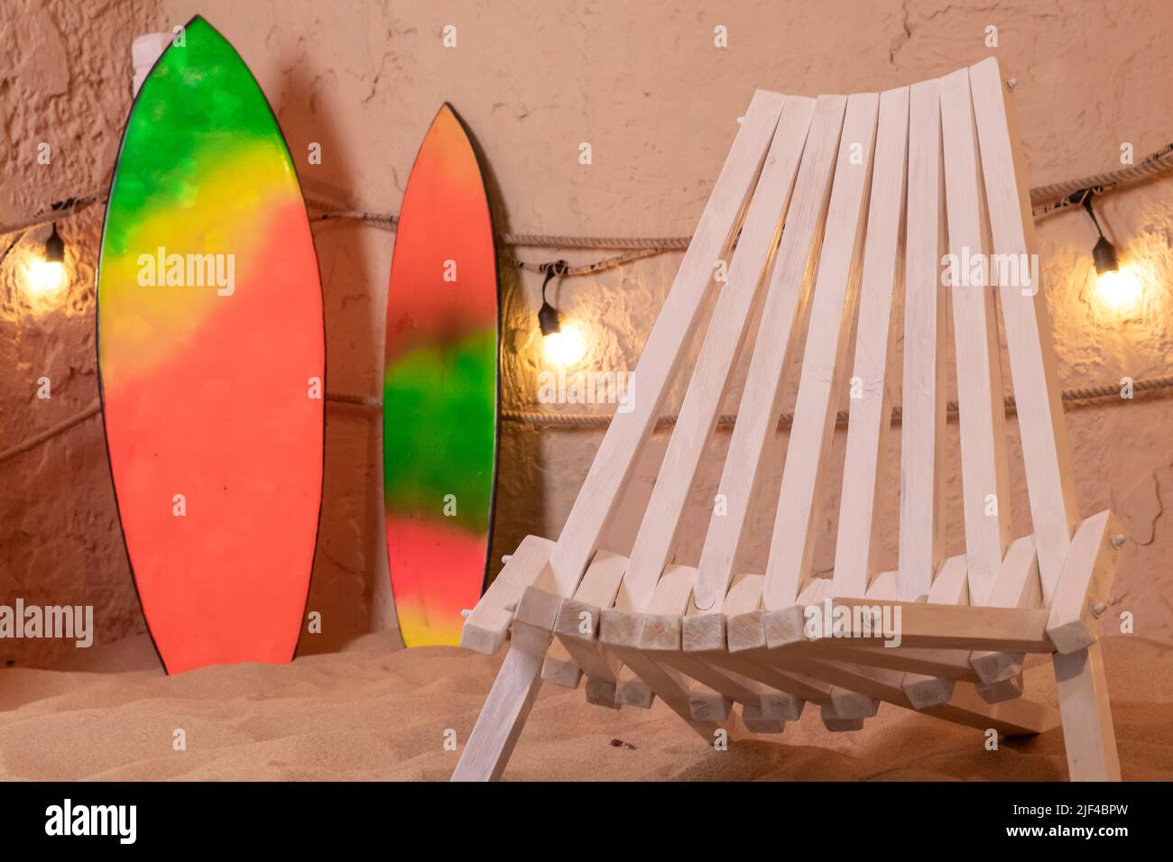 summer background beach and surfboard. Photo on a summer theme Stock ...