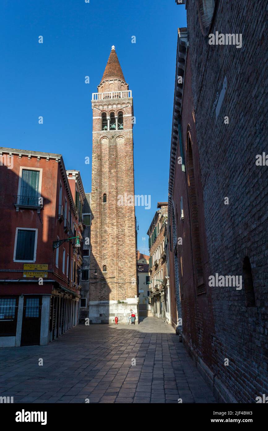 Venice, Italy - 06 11 2022: The bell tower of the Chiesa Rettoriale di ...
