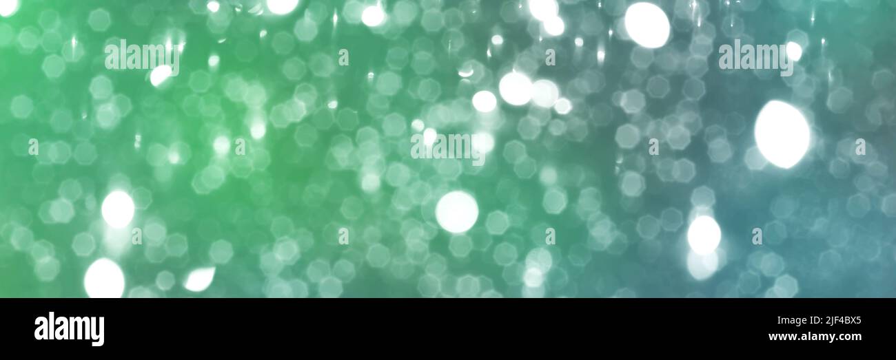 Summer green and blue sparkling glitter bokeh background, banner ...