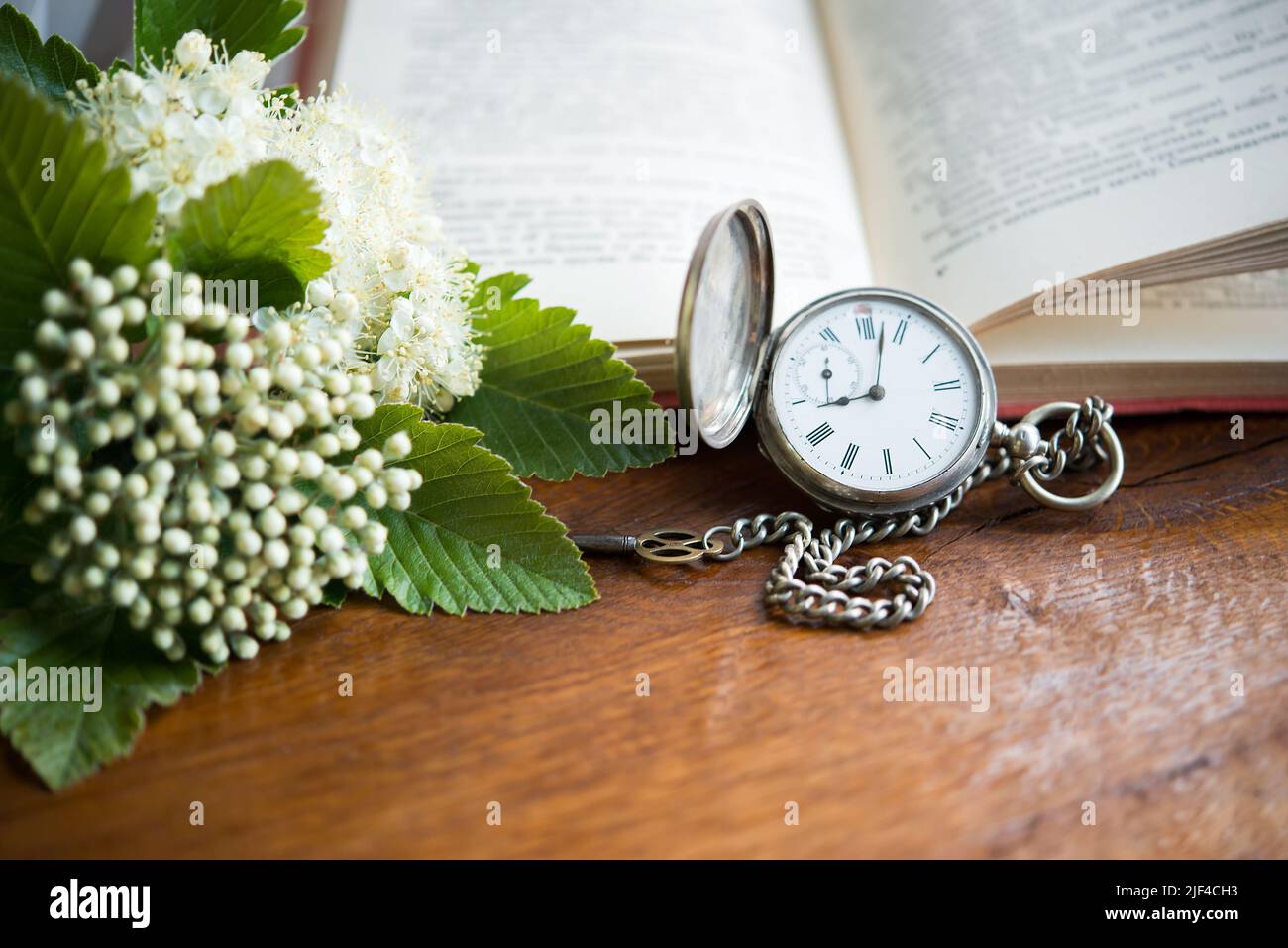 Story time, storytelling banner, old book and vintage clock Stock Photo ...