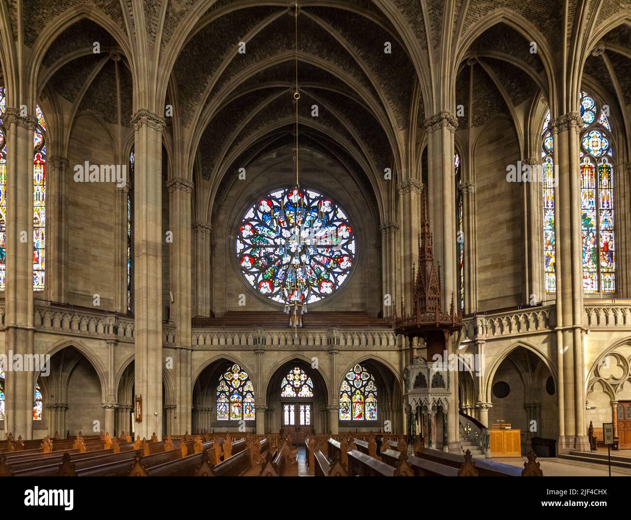 Lovely view of the left-hand transept rosette, named Martyr window ...