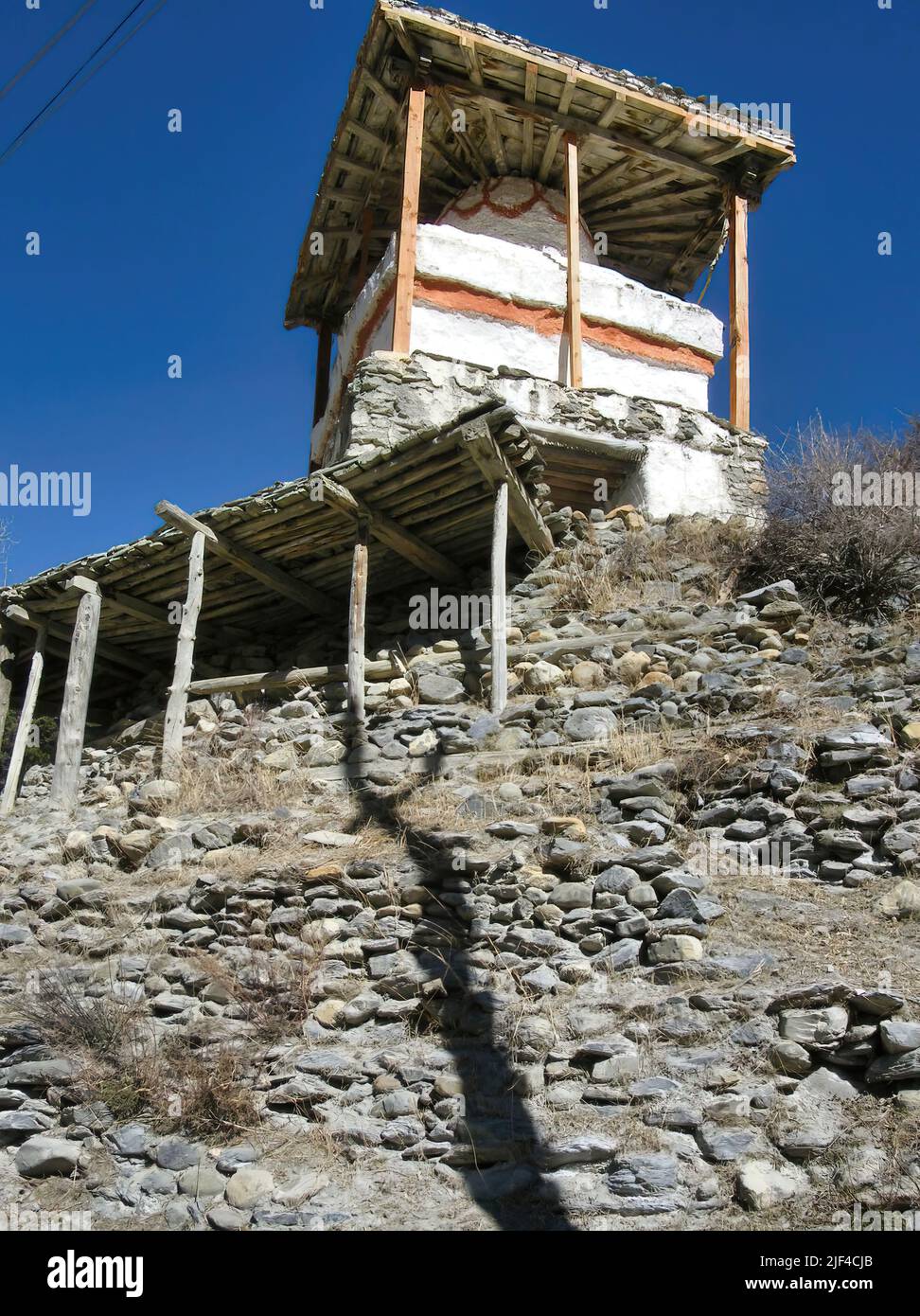 In the middle of the wild nature of Nepal, Manang in the valley of the ...