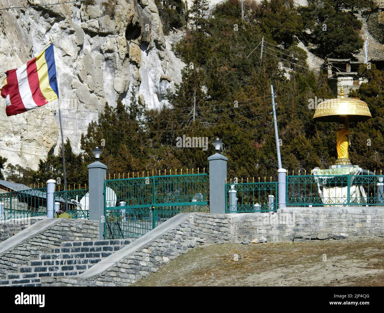 In the middle of the wild nature of Nepal, Manang in the valley of the ...