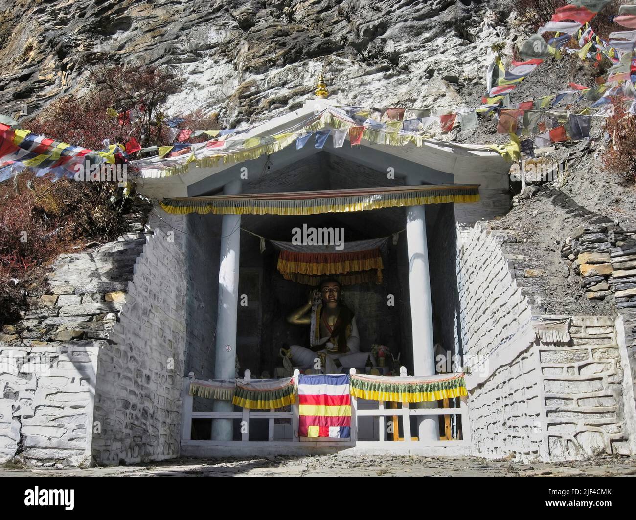 In the middle of the wild nature of Nepal, Manang in the valley of the ...