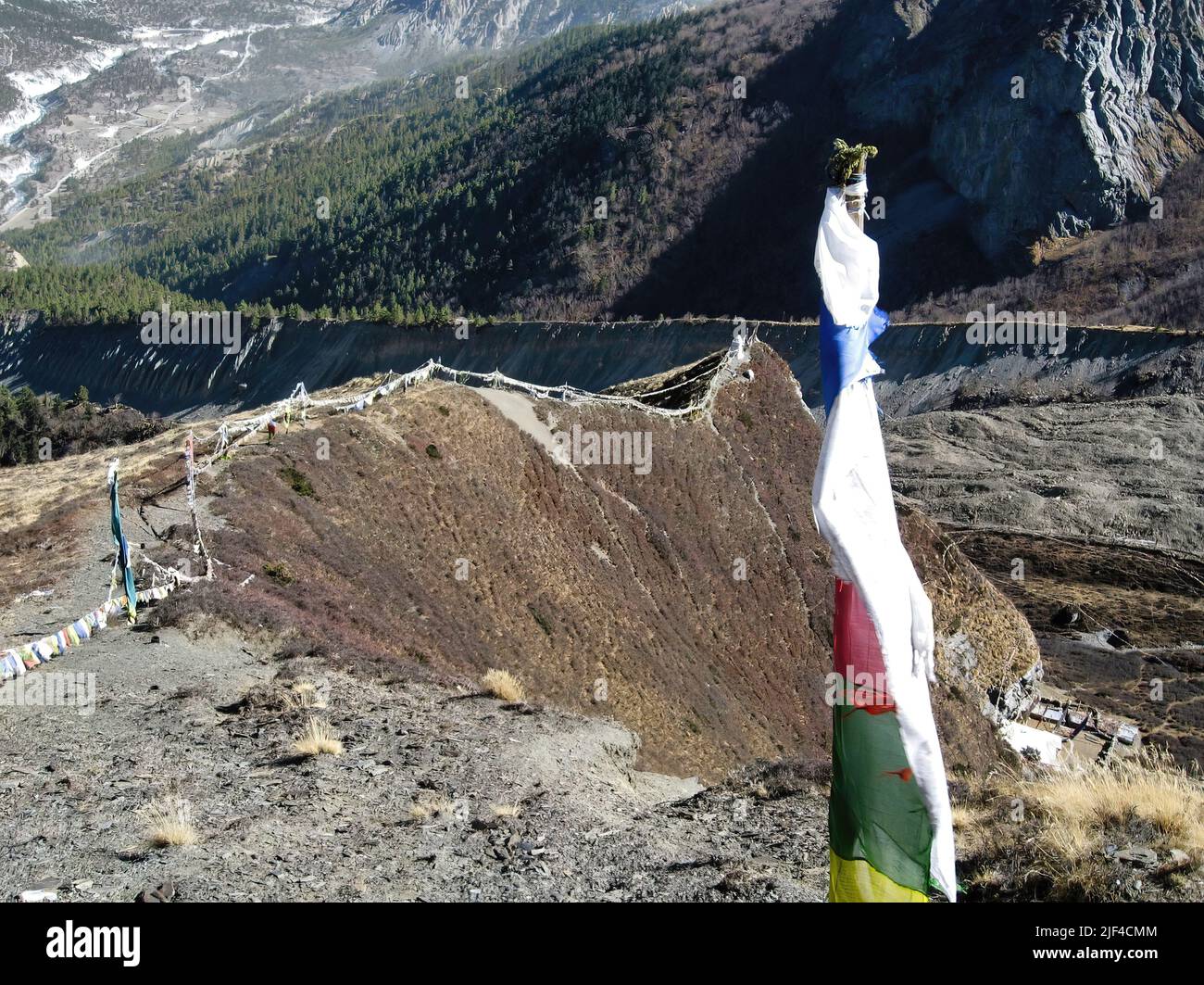 In the middle of the wild nature of Nepal, Manang in the valley of the ...