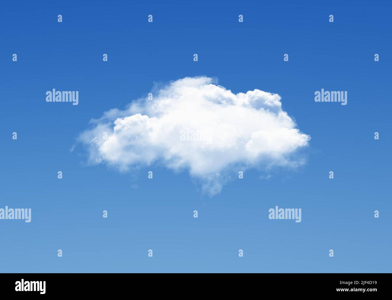 Single white cloud shape isolated over deep blue sky, realistic cloud ...